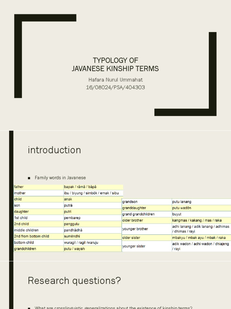 Javanese Kinship Terms Typology | PDF