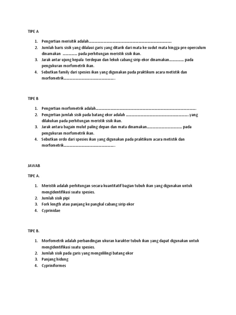 Pengukuran Morfometrik dan Meristik Ikan | PDF | Sains & Matematika
