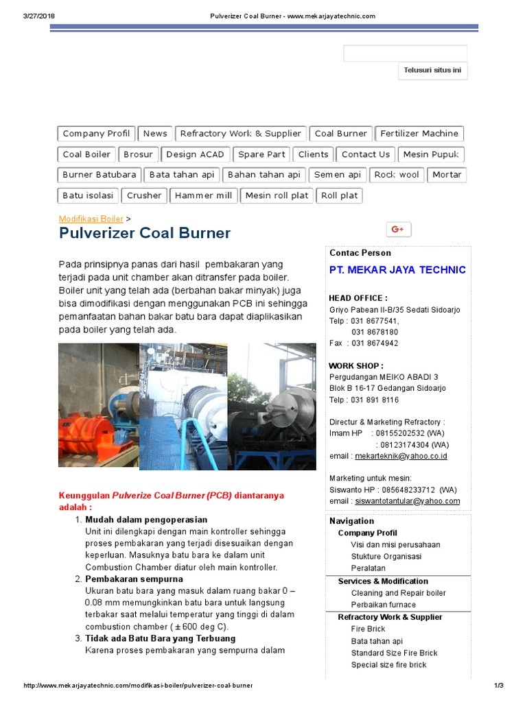 Pulverizer Coal Burner | PDF