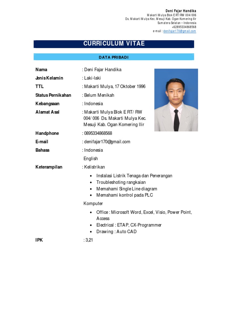 CV Deni Fajar Handika | PDF