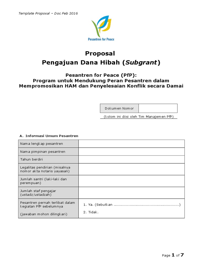 Dana Hibah - Template Proposal Checklist | PDF