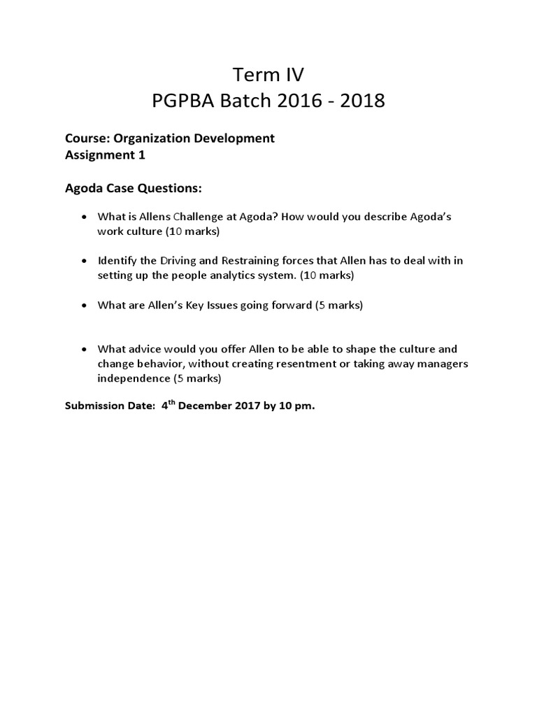 Agoda Case Assignment Questions | PDF