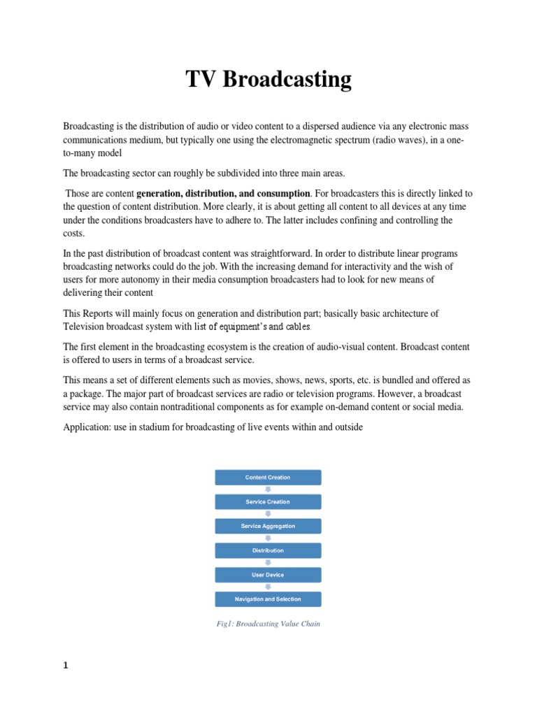 TV Broadcasting: Fig1: Broadcasting Value Chain | PDF | Video | Audio ...
