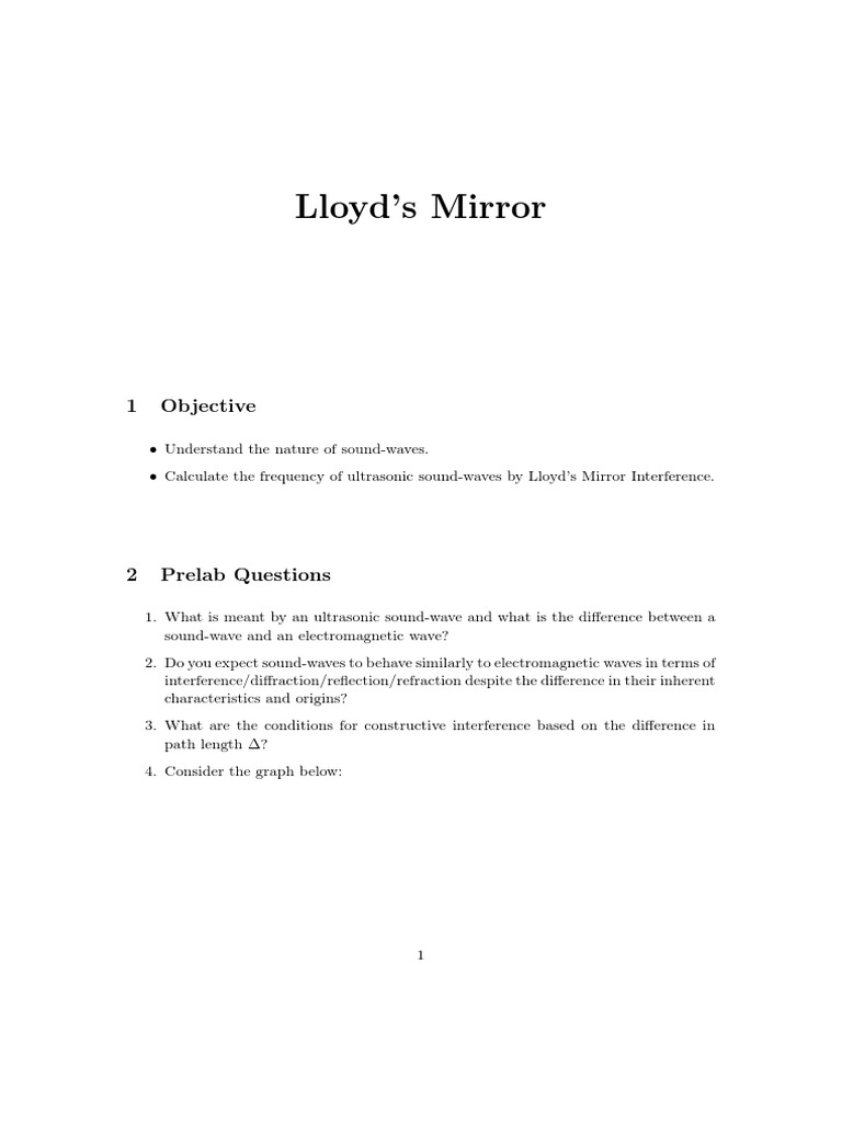 Lloyds Mirror 1 | PDF | Interference (Wave Propagation) | Reflection ...
