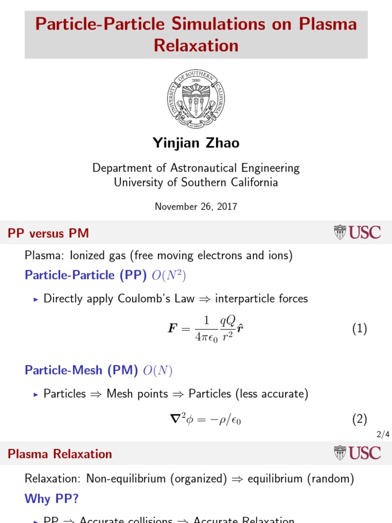 Particle-Particle Simulations On Plasma Relaxation: Yinjian Zhao | PDF ...