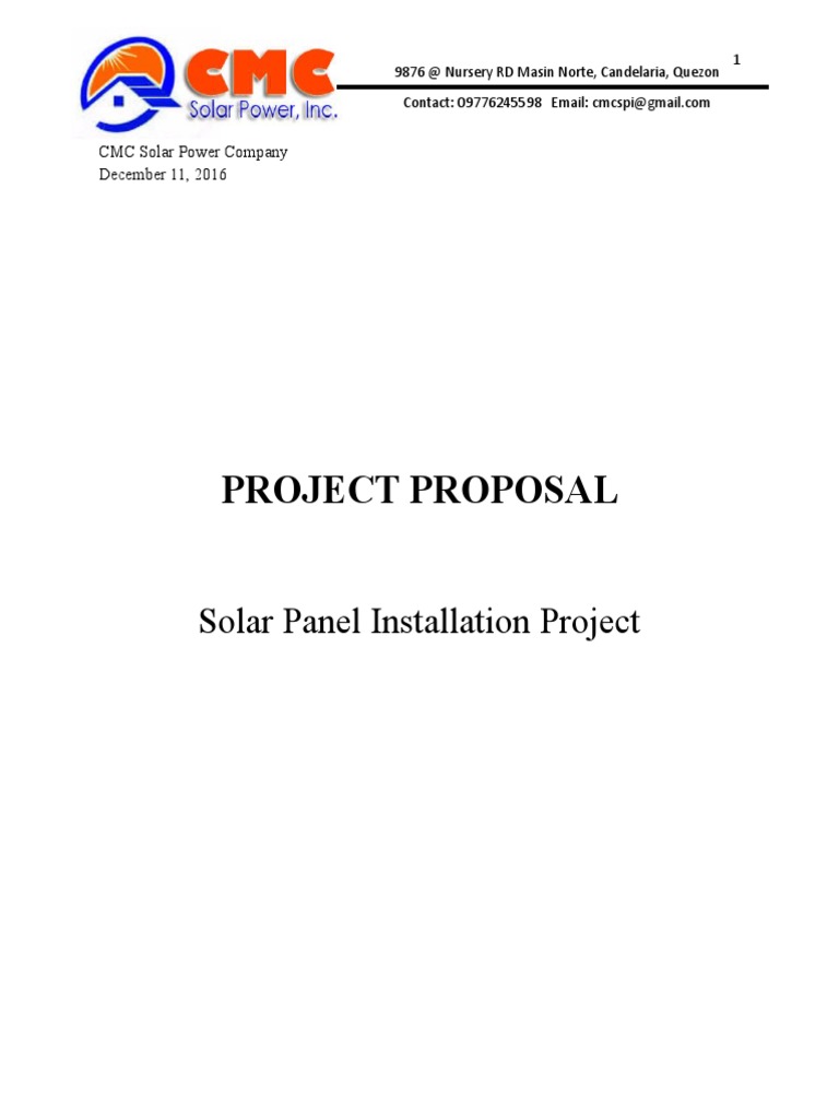 Project Proposal: Solar Panel Installation Project | PDF | Solar Power ...