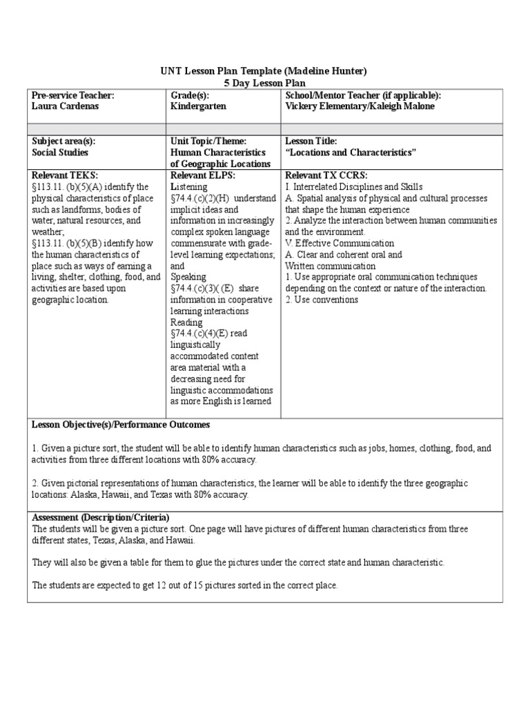TRP Lesson Plan | PDF | Educational Assessment | Teachers