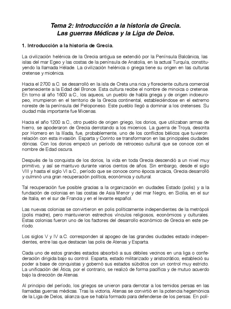 Tema 2 - Las Guerras Médicas y La Liga de Delos | PDF | Antiguedad ...