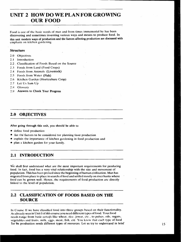 Unit 2 How Do We Plan For Growing Our Food: Structure | PDF ...