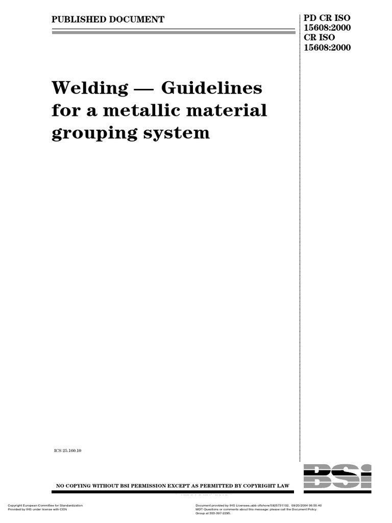 CR ISO 15608 Grouping of Materials PDF | PDF | International Organization For Standardization ...