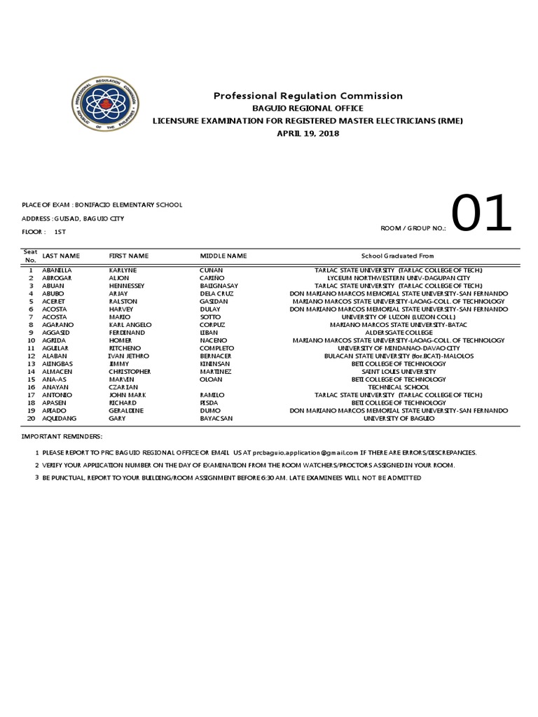 RME Room Assignments April 2025 | PDF | Universities And Colleges ...