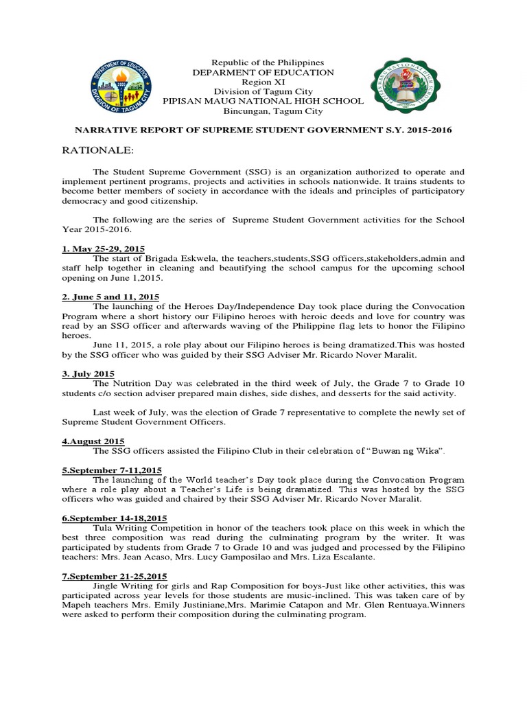 Narrative SSG 15-16 | PDF