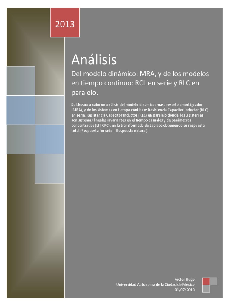 Reporte Modelos (MRA) y (RLC Serie y Paralelo) | PDF | Ecuaciones ...