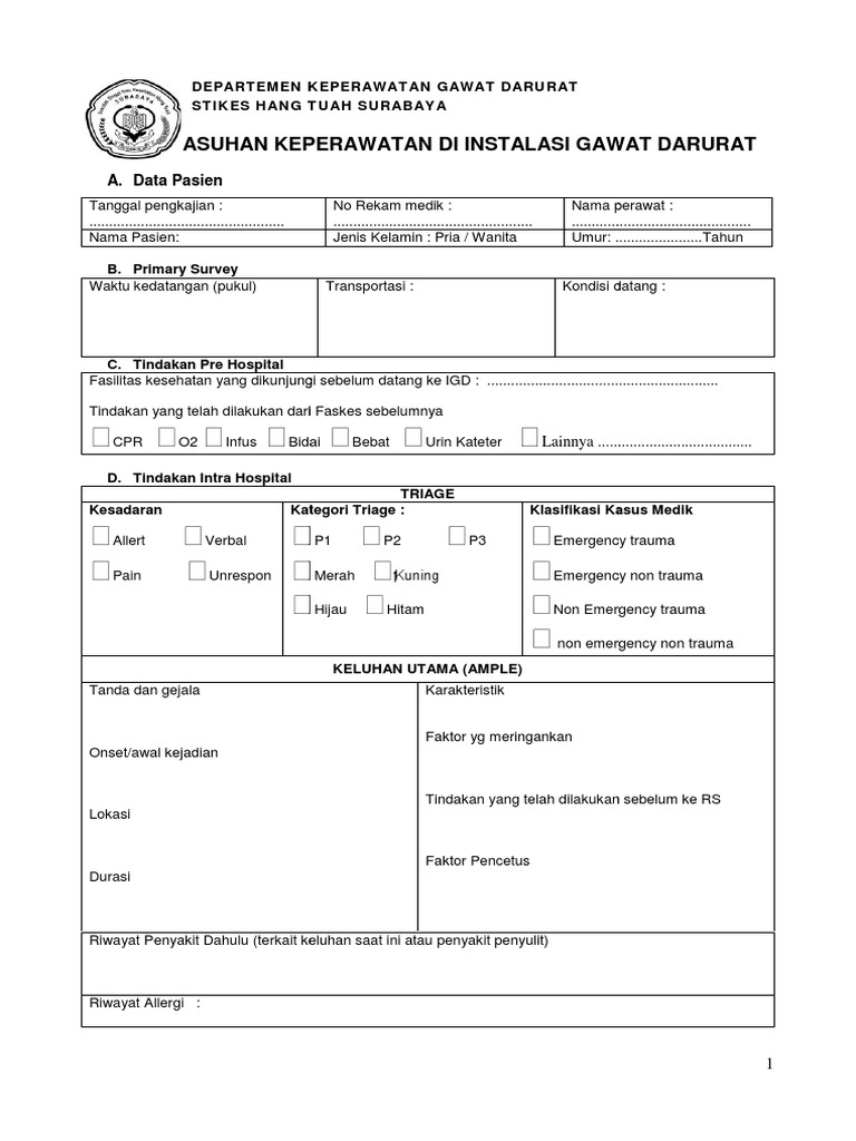 Format Pengkajian Di Igd | PDF