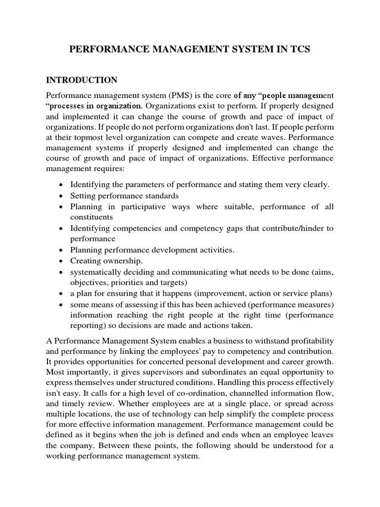 PMS IN TCS (New) | PDF | Performance Appraisal | Performance Management
