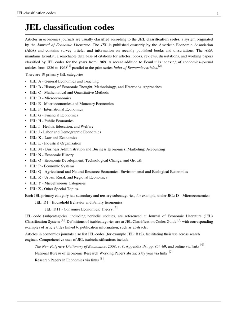 Code Jel | PDF | Economics | Economies