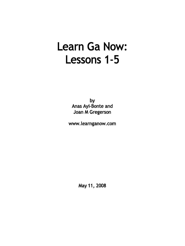 Learn Ga Now Lessons 1-5 | PDF | Plural | Grammatical Number