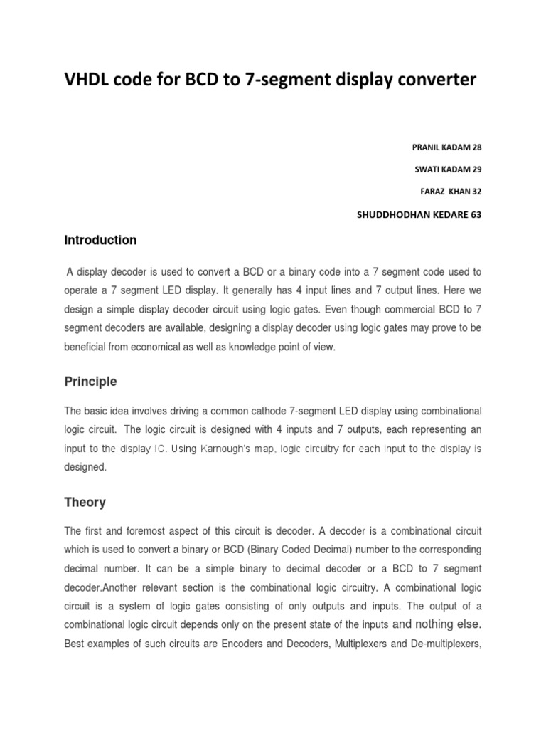 Project Report BCD To 7 Segment | PDF | Logic Gate | Electronic Engineering