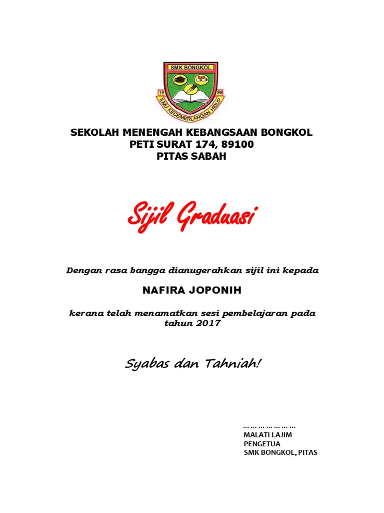 Sijil Graduasi 2017 | PDF