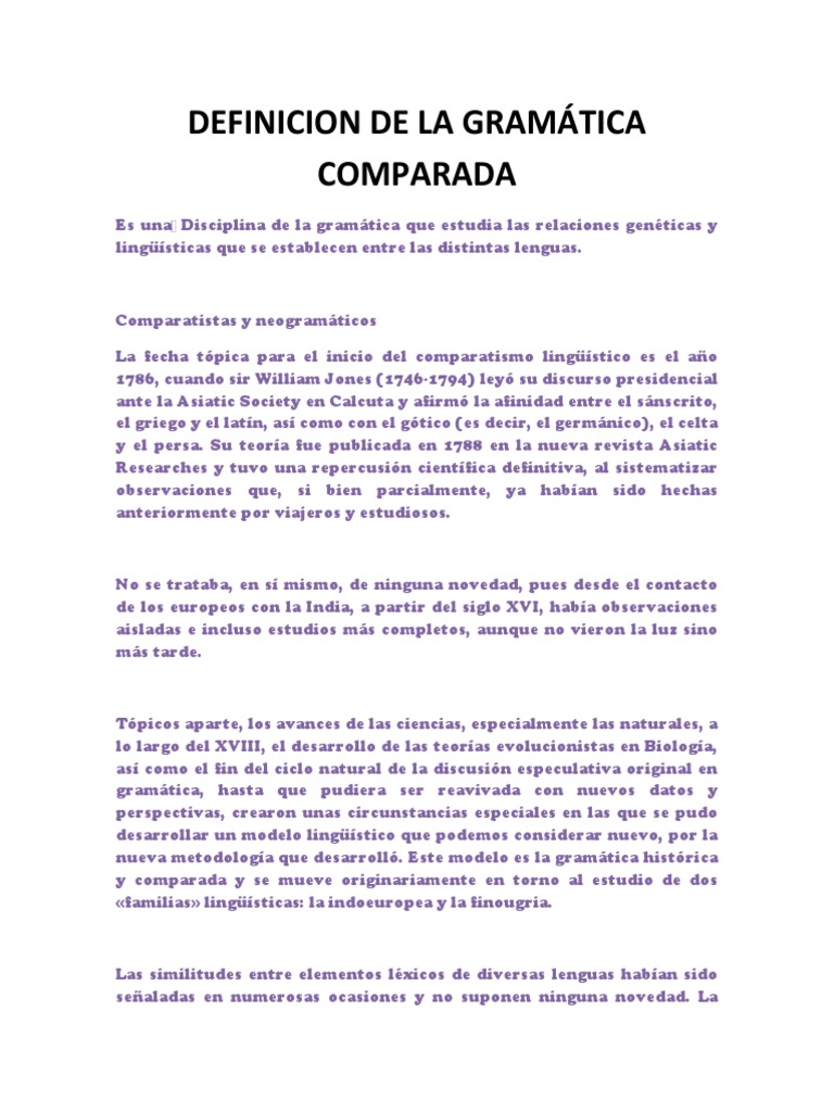 Definicion de La Gramática Comparada | PDF | Lingüística | Science