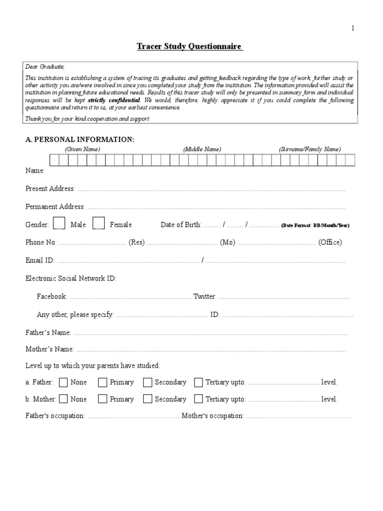 7 - Tracer Study Form For Graduates (FINAL) | PDF | Teachers | Employment