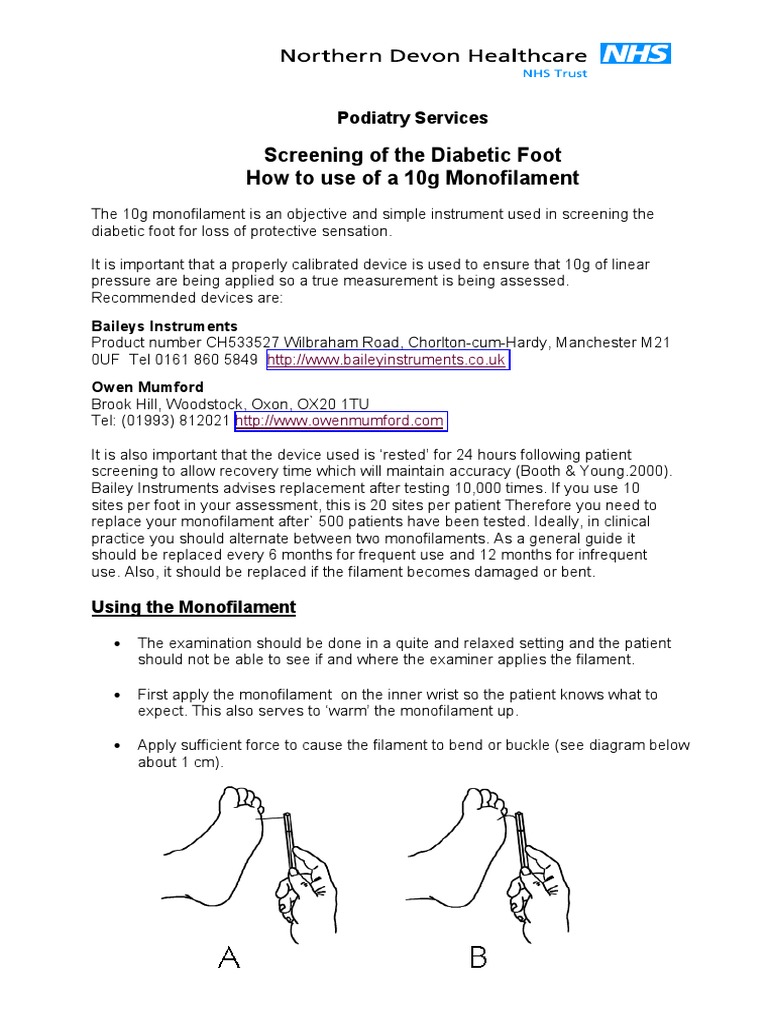10g Monofilament Test for Diabetic Foot | PDF | Diabetes Mellitus ...