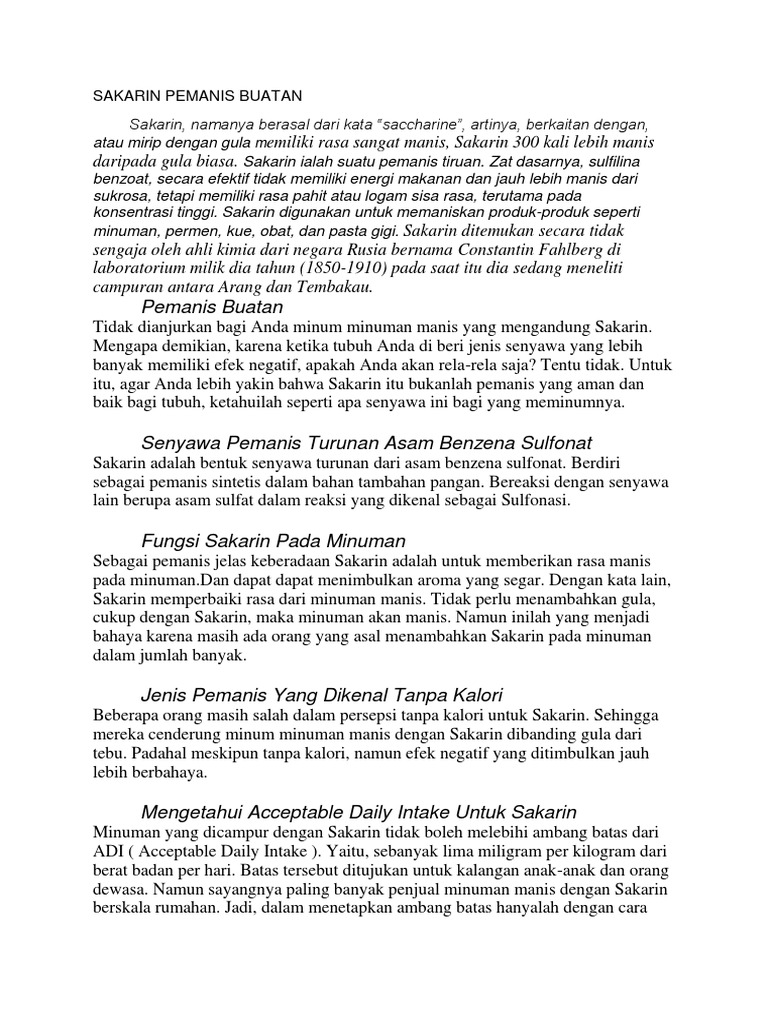 Sakarin Pemanis Buatan | PDF