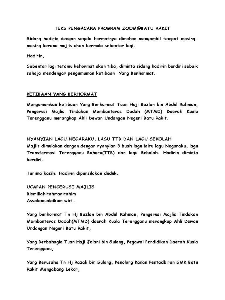 Teks Emcee Zoom | PDF