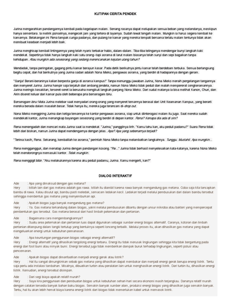 Cerpen, Dialog, Soal | PDF