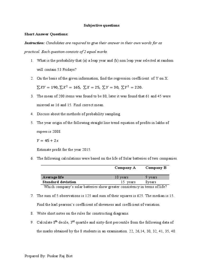 Model Question of Statistics For BBS Students | PDF | Standard Deviation | Statistical Theory