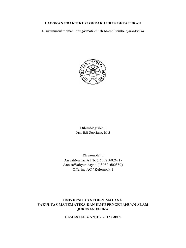 Laporan Praktikum Gerak Lurus Beraturan | PDF