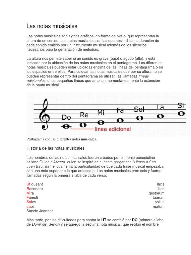 Las Notas Musicales | PDF | Elementos de la música | Musicología