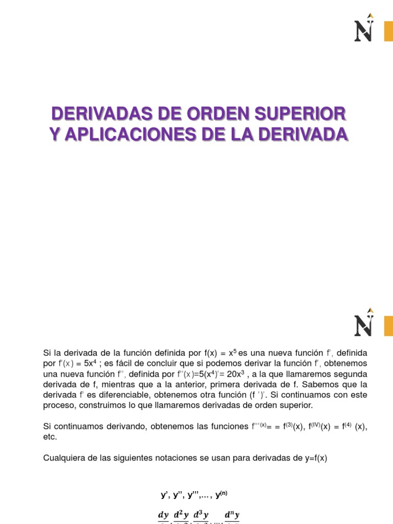 Derivadas de Orden Superior | PDF | Derivado | Optimización Matemática