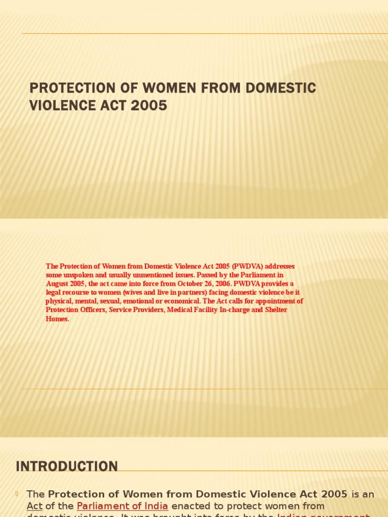 Protection of Women From Domestic Violence Act 2005 | PDF | Domestic ...