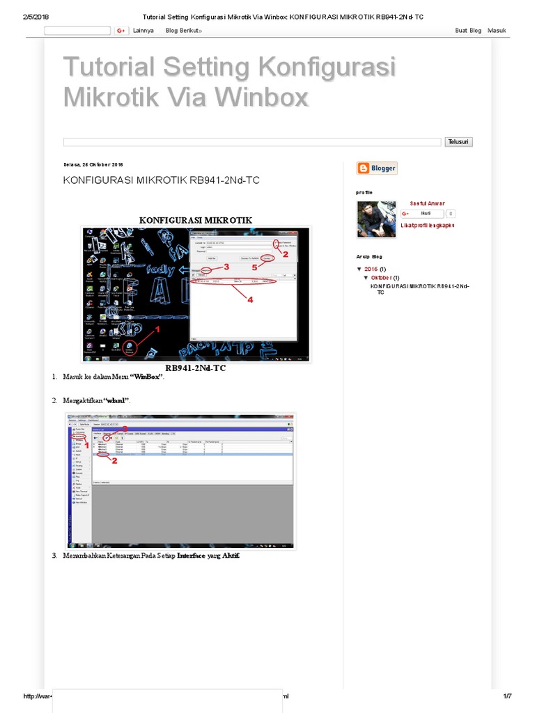 Tutorial Setting Konfigurasi Mikrotik Via Winbox - KONFIGURASI MIKROTIK RB941-2Nd-TC PDF | PDF
