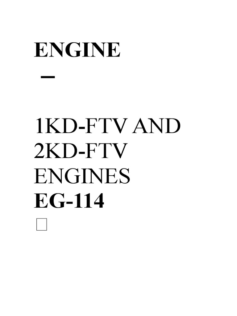 Engine: 1Kd-Ftv and 2Kd-Ftv Engines | PDF | Throttle | Fuel Injection