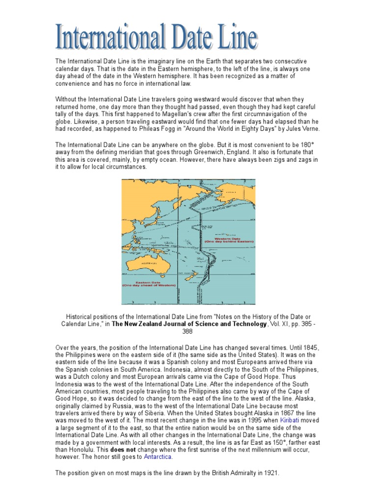 International Date Line Worksheet