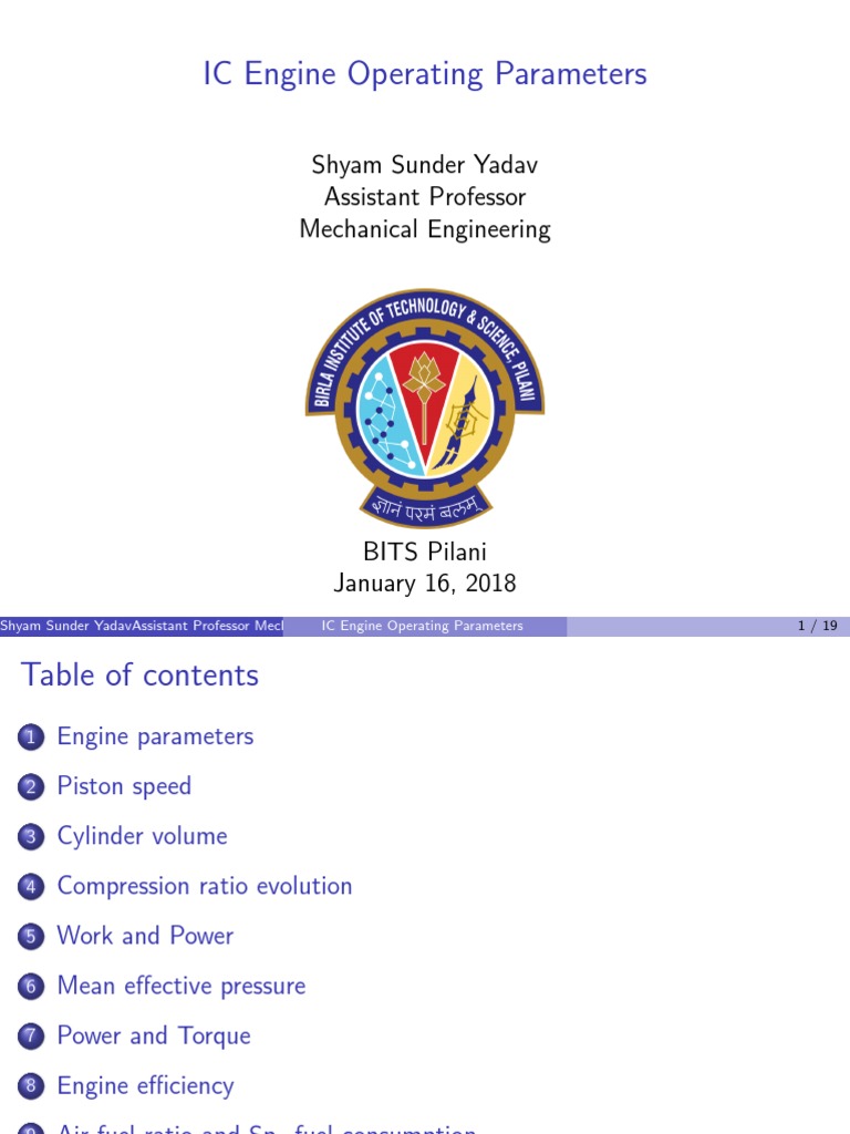 Engine Parameters Pdf Internal Combustion Engine Piston