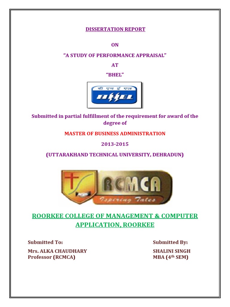 Documents - MX Dissertation Report On PERFORMANCE APPRAISAL Bhel | PDF | Performance Appraisal ...
