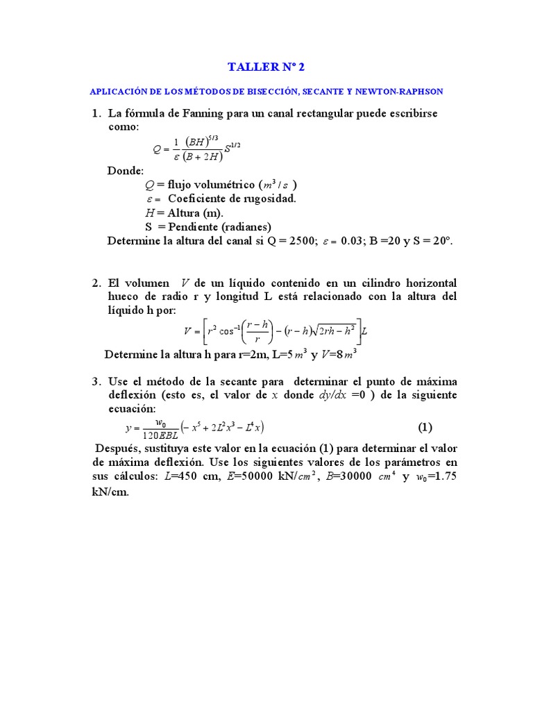 TALLER No 2 Metodos Numericos | PDF