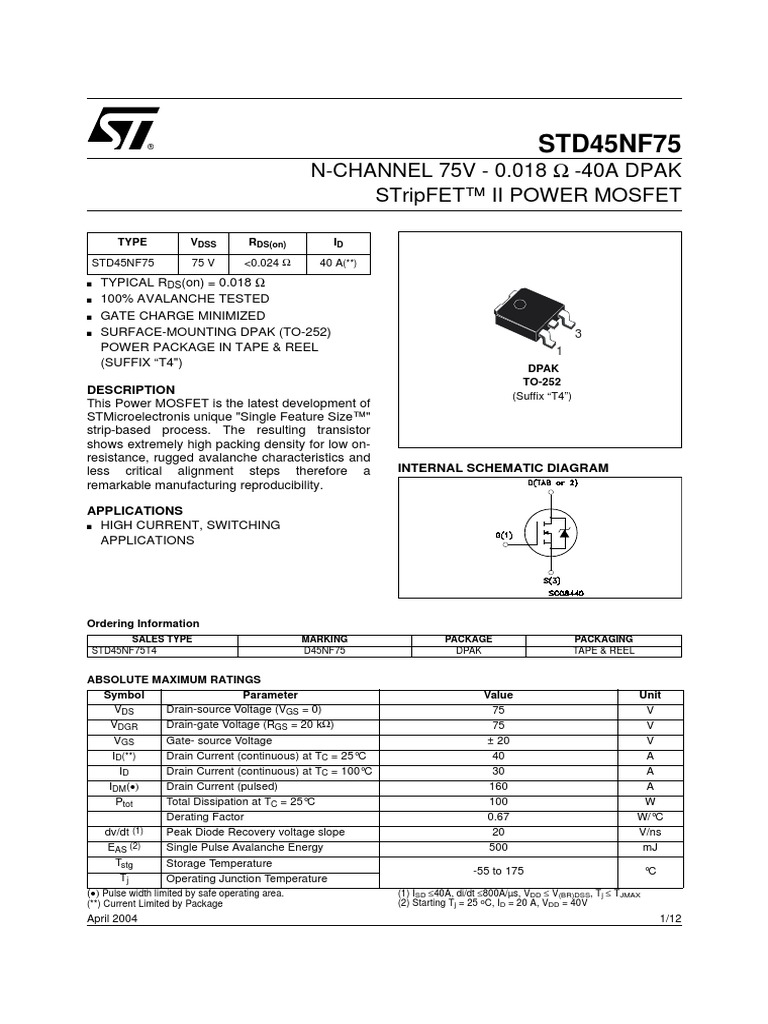 Data Sheet | PDF | Field Effect Transistor | Mosfet