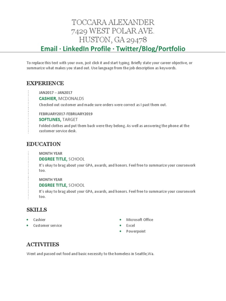 Resume of Toccara Alexander | PDF | Career & Growth | Art