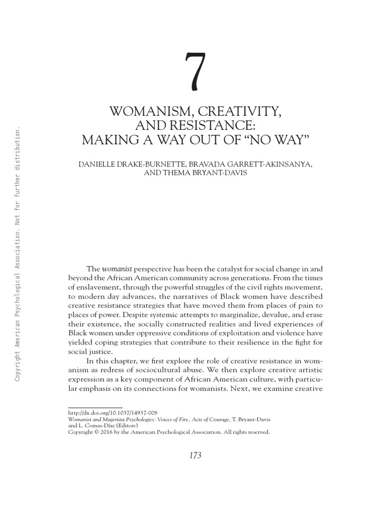 Womanism, Creativity, and Resistance PDF | PDF | Black Feminism | Feminism