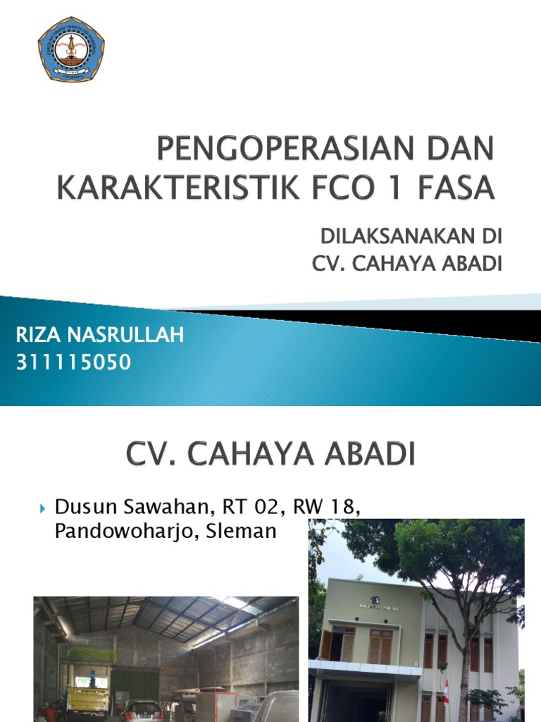 Pengoperasian Dan Karakteristik Fco 1 Fasa