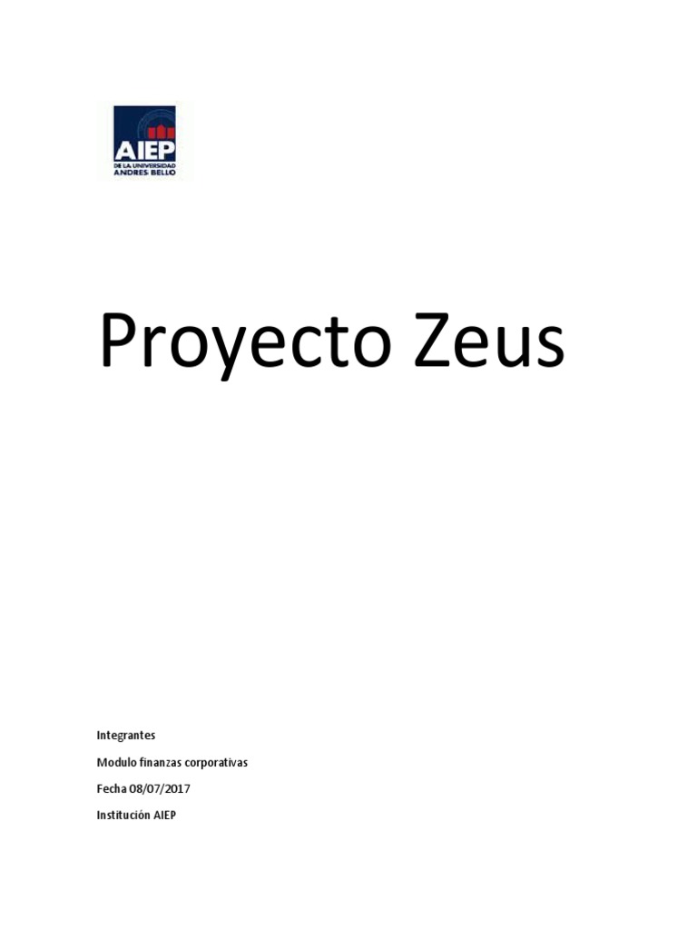 Proyecto Zeus | PDF | Dinero | Hoja de balance
