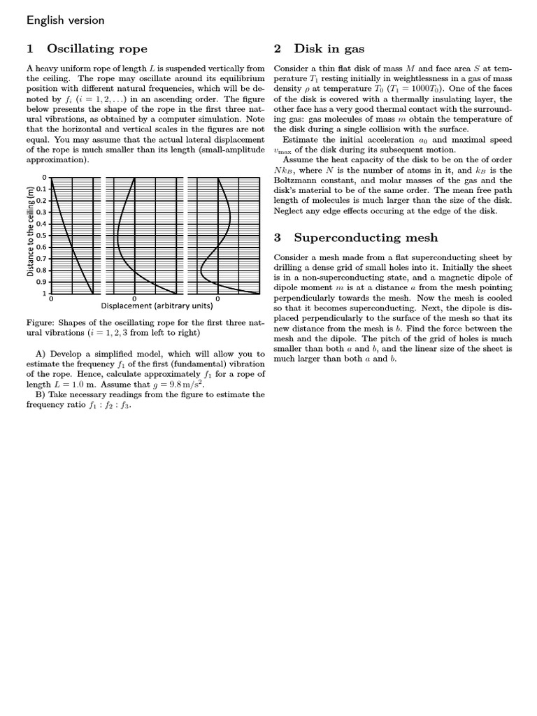1 Oscillating Rope 2 Disk in Gas: English Version | PDF | Gases | Heat ...
