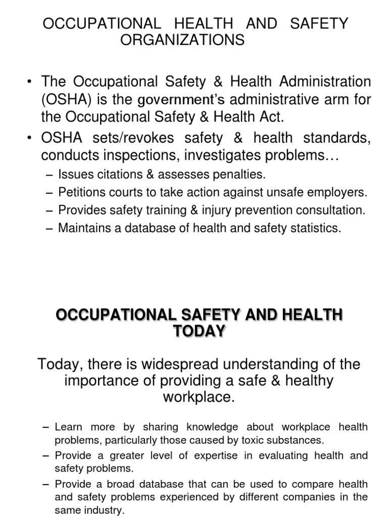L2 Roles and Duties of OSHA | PDF | Occupational Hygiene | Occupational ...