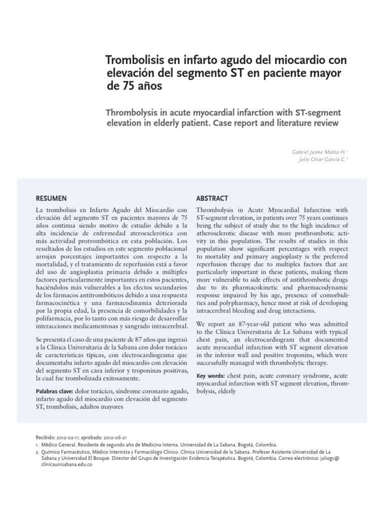 Trombolisis PDF | PDF | Hipertensión | Enfermedades y trastornos