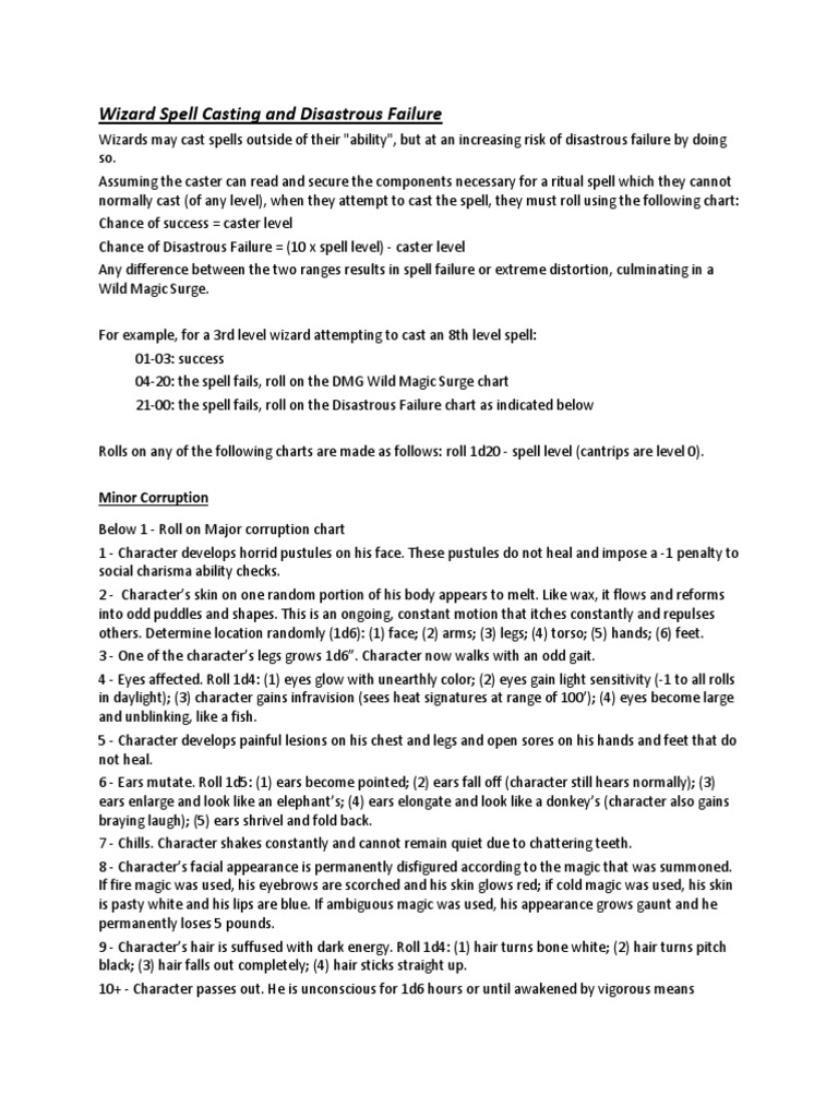 Wizard Spell Casting and Disastrous Failure | PDF | Hand | Nature