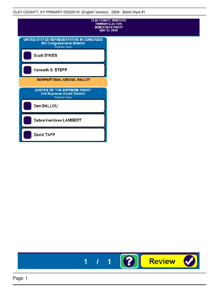 Clay County Primary Ballot 2018 | PDF